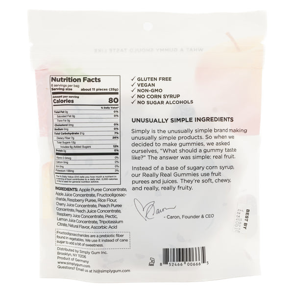 Simply Gum Fruit Gummies Peach Raspberry